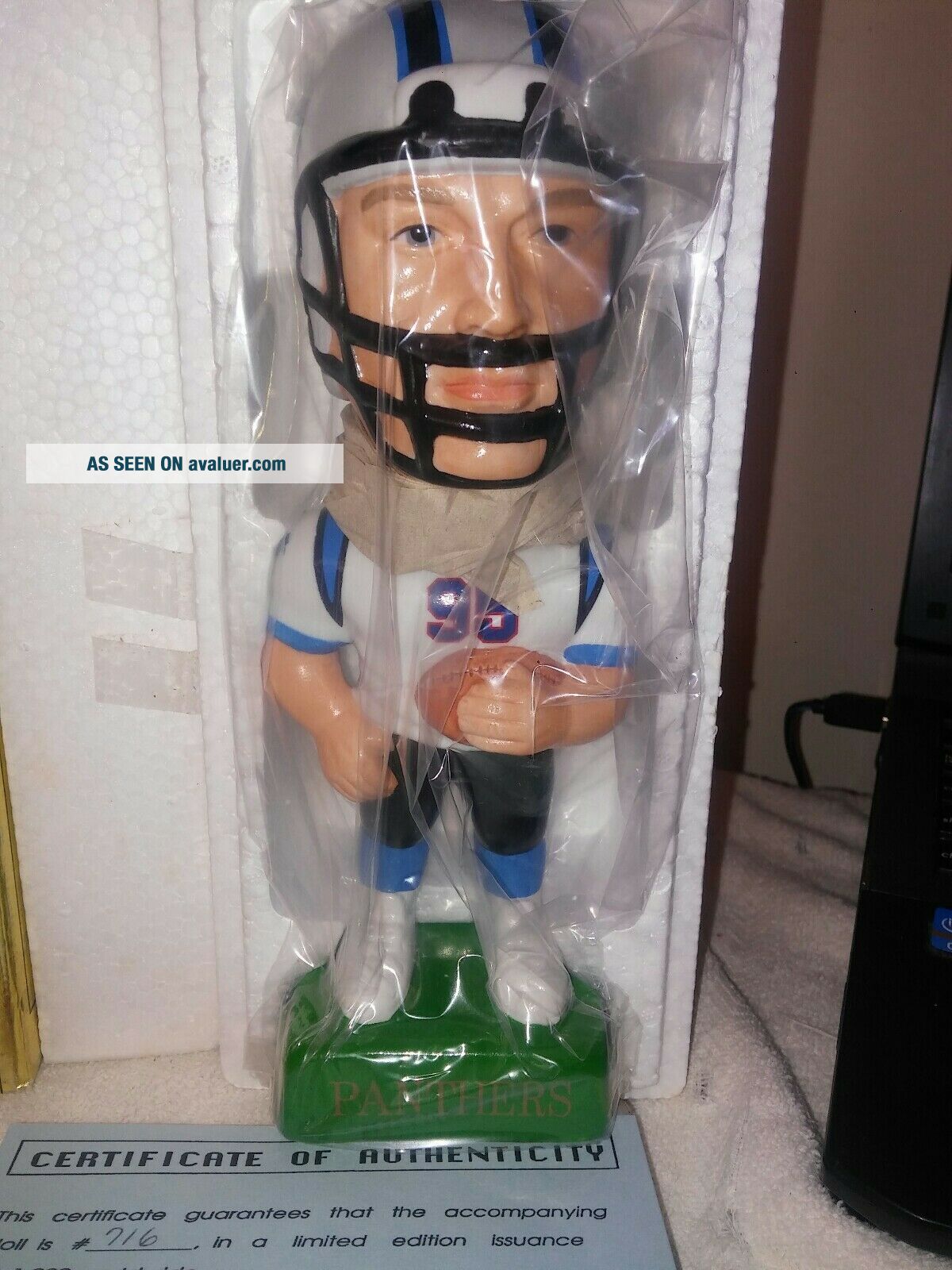 1995 SAMS Porcelain Bobblehead NFL Team Players W/CoA Carolina Panthers ...