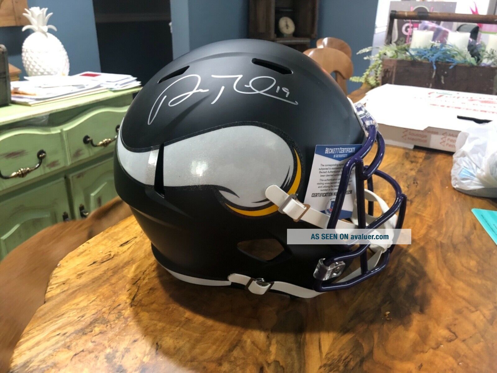 Vikings Adam Theilen Auto Speed Rep Matte Black Full Size Helmet ...