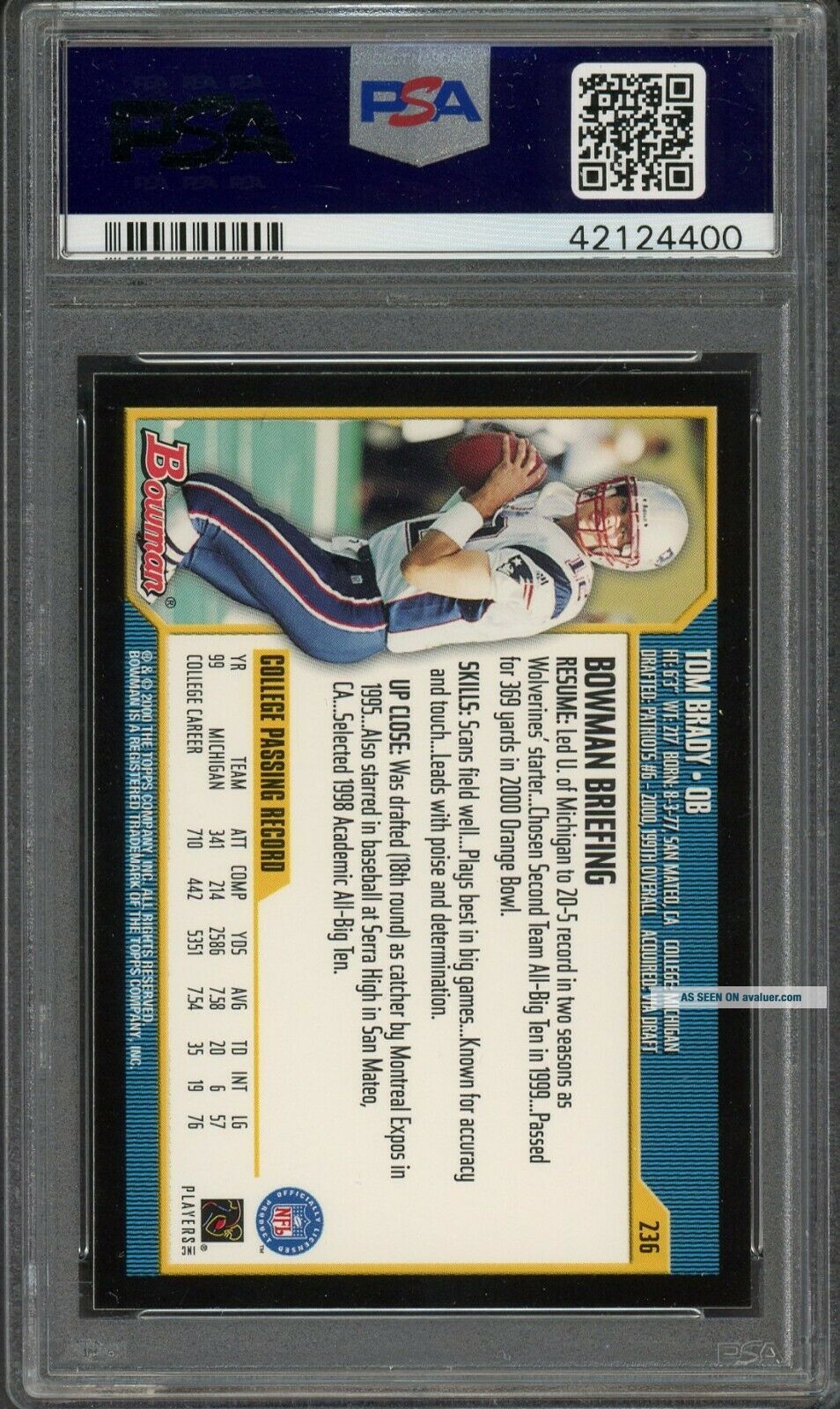 2000 Bowman 236 Tom Brady England Patriots RC Rookie PSA 10 GEM | #5545564