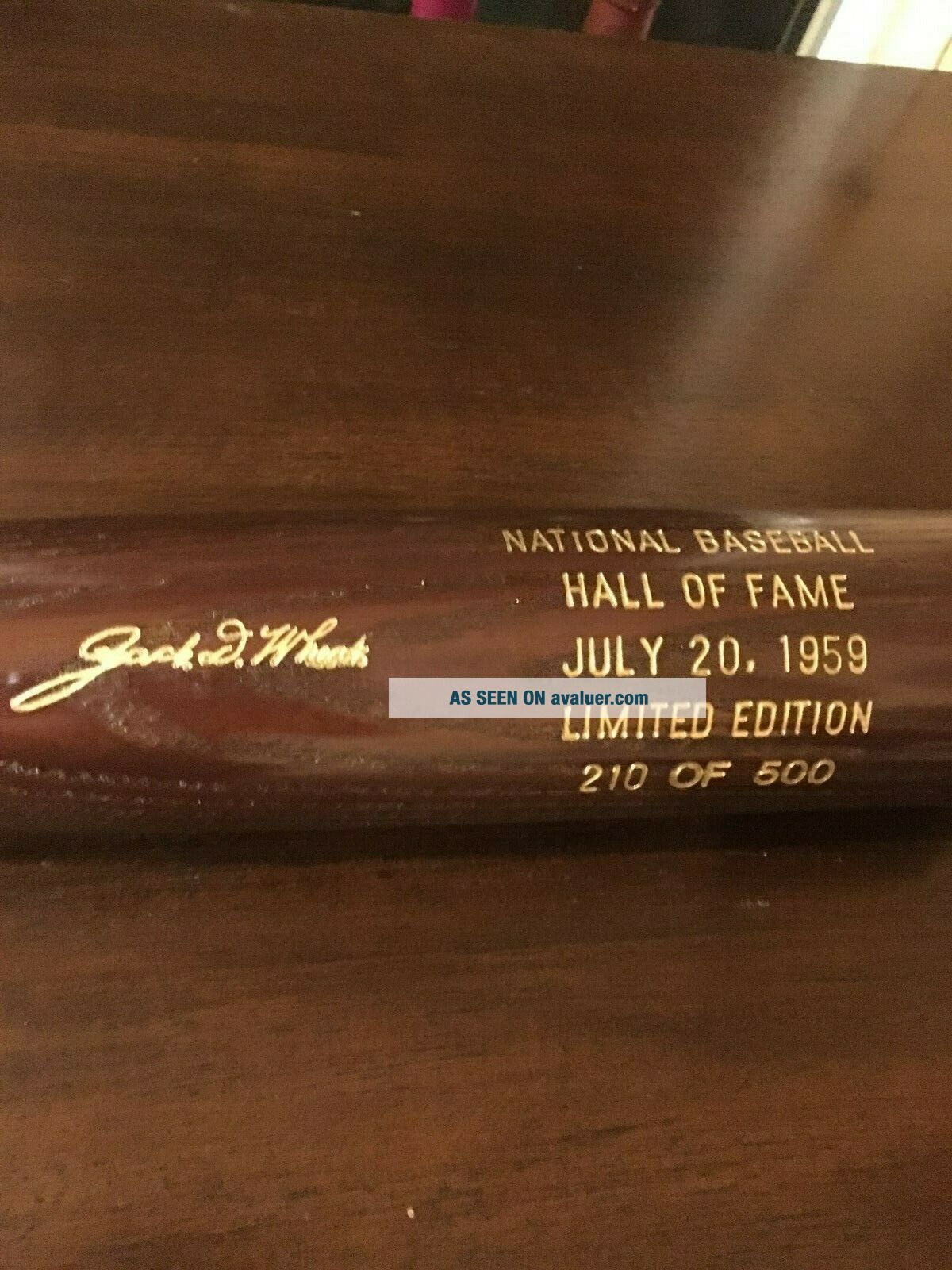 1959 National Baseball Hall Of Fame Commemorative Bat Zack Wheat ...