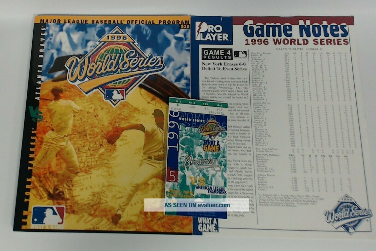 1996 WORLD SERIES PROGRAM WITH TICKET STUB DEREK JETER FIRST WS GAME ...