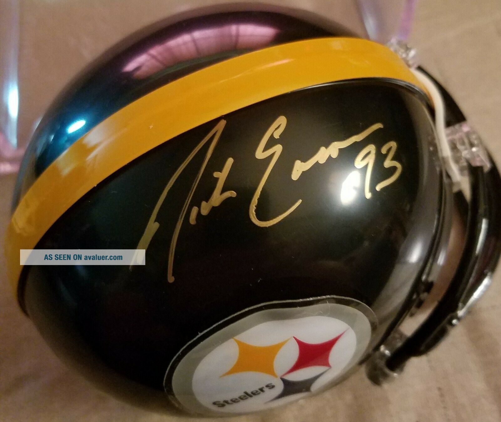 Nick Eason NFL Autograph Mini Helmet W/ Nameplate & Cube Steelers ...