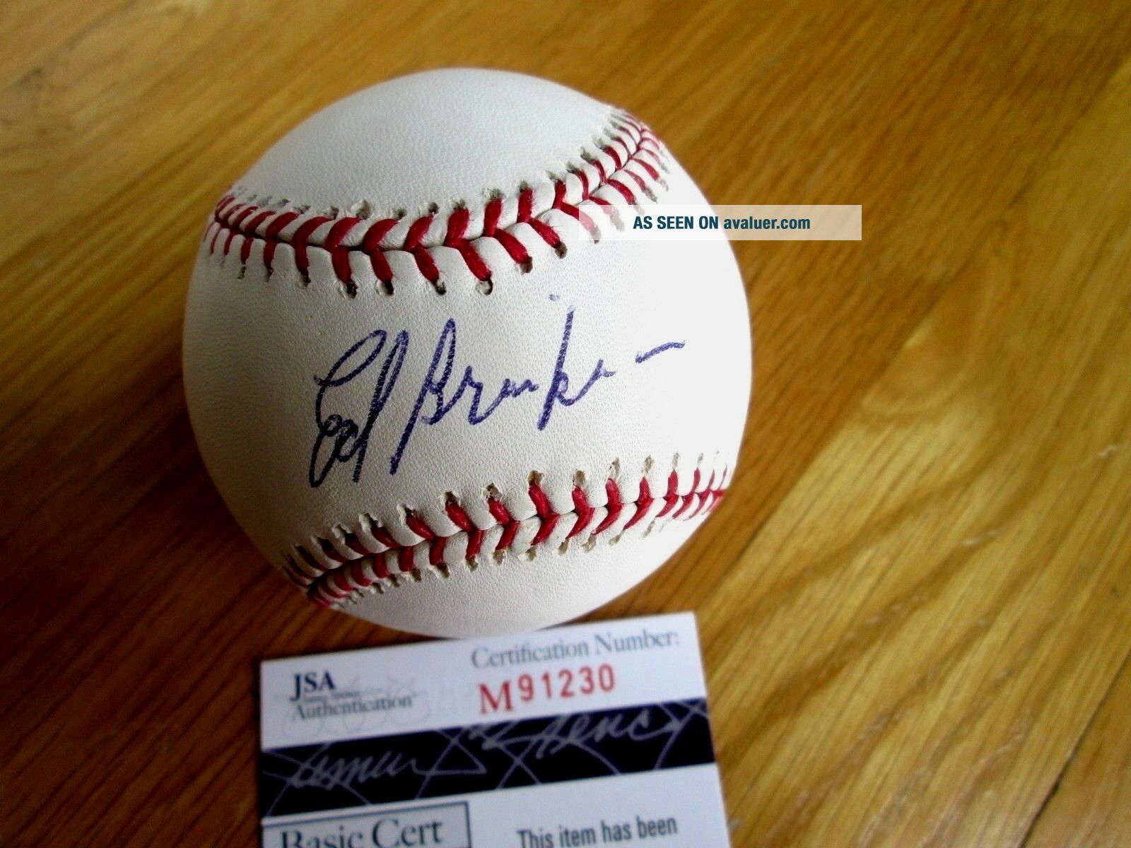 ED Or EDDIE BRINKMAN Signed Major Or American League Baseball - JSA ...