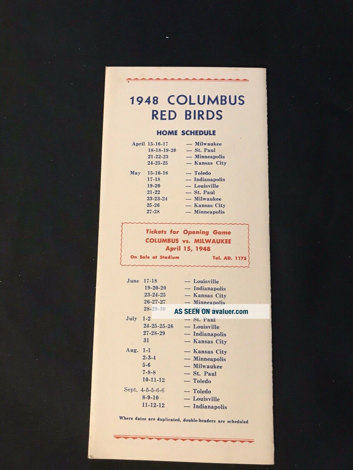 Columbus Red Birds 1948 Baseball Player Roster & Schedule | #5735482