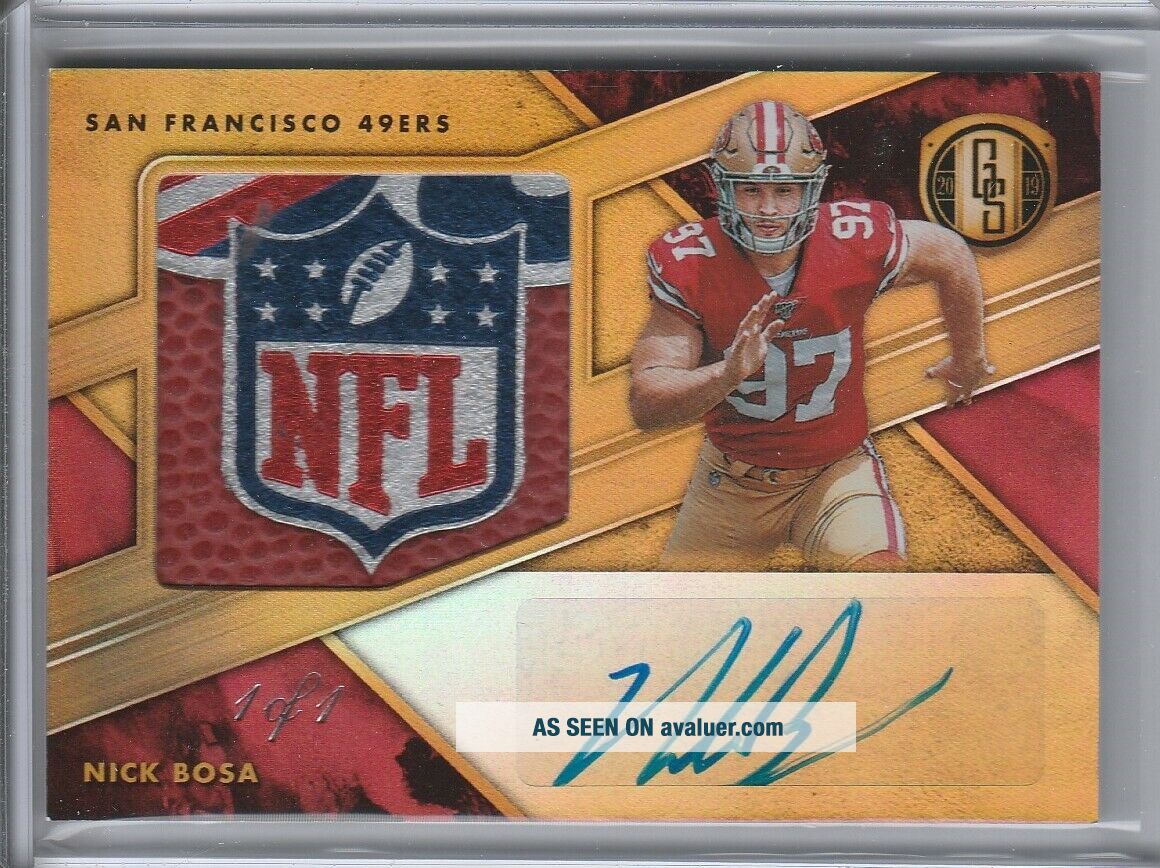 2019 GOLD STANDARD NICK BOSA NFL SHIELD AUTO RPA 1 OF 1 1/1 49ERS ...