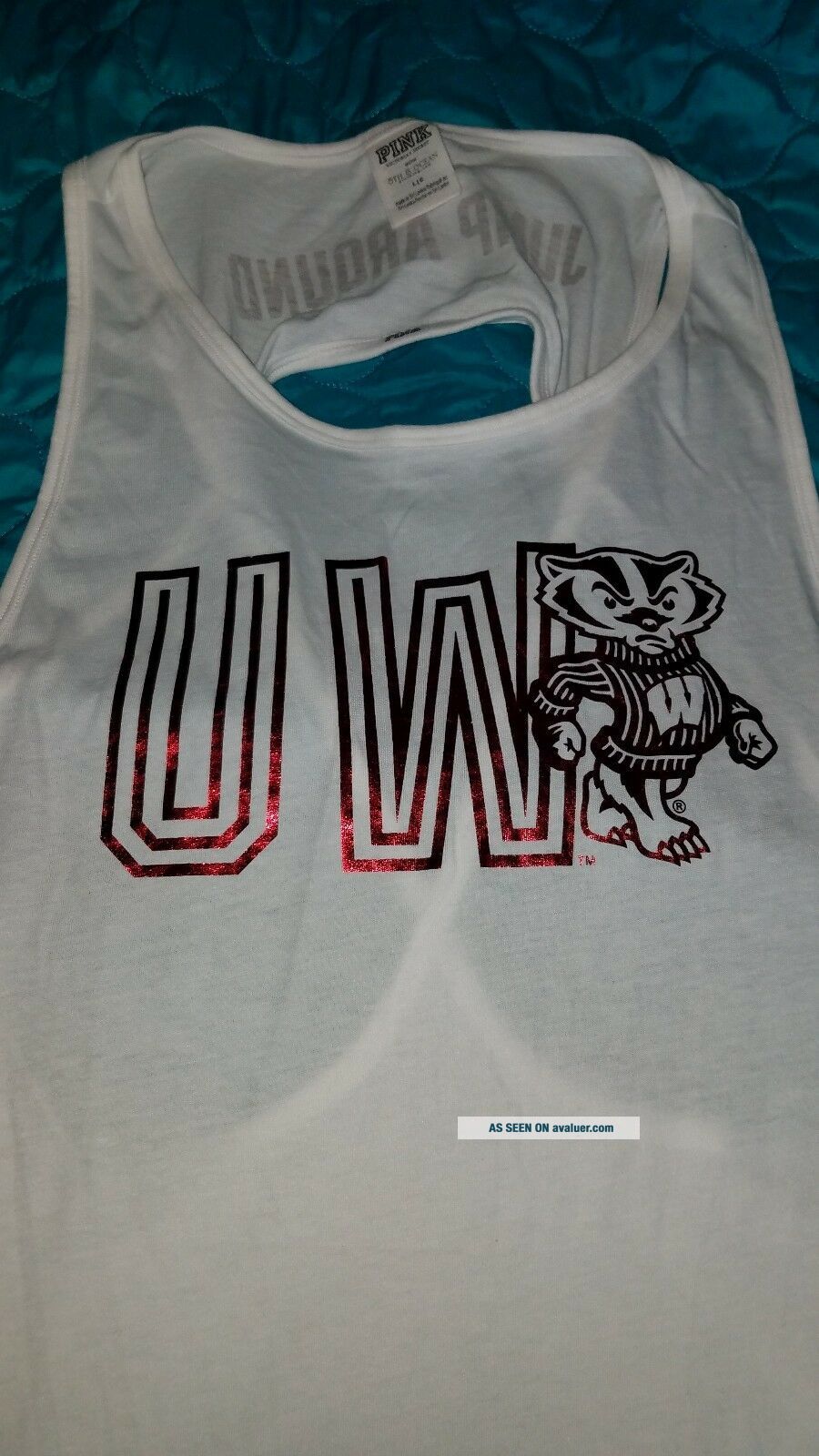 UNIVERSITY OF WISCONSIN TWIST BACK TANK PINK BY VICTORIAS SECRET LARGE ...