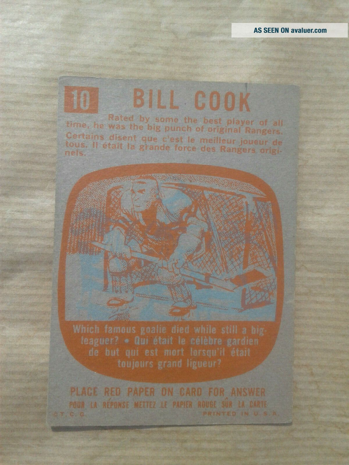 1960 - 61 Topps Hockey 10 Bill Cook ATG Faint Crease | #5737862
