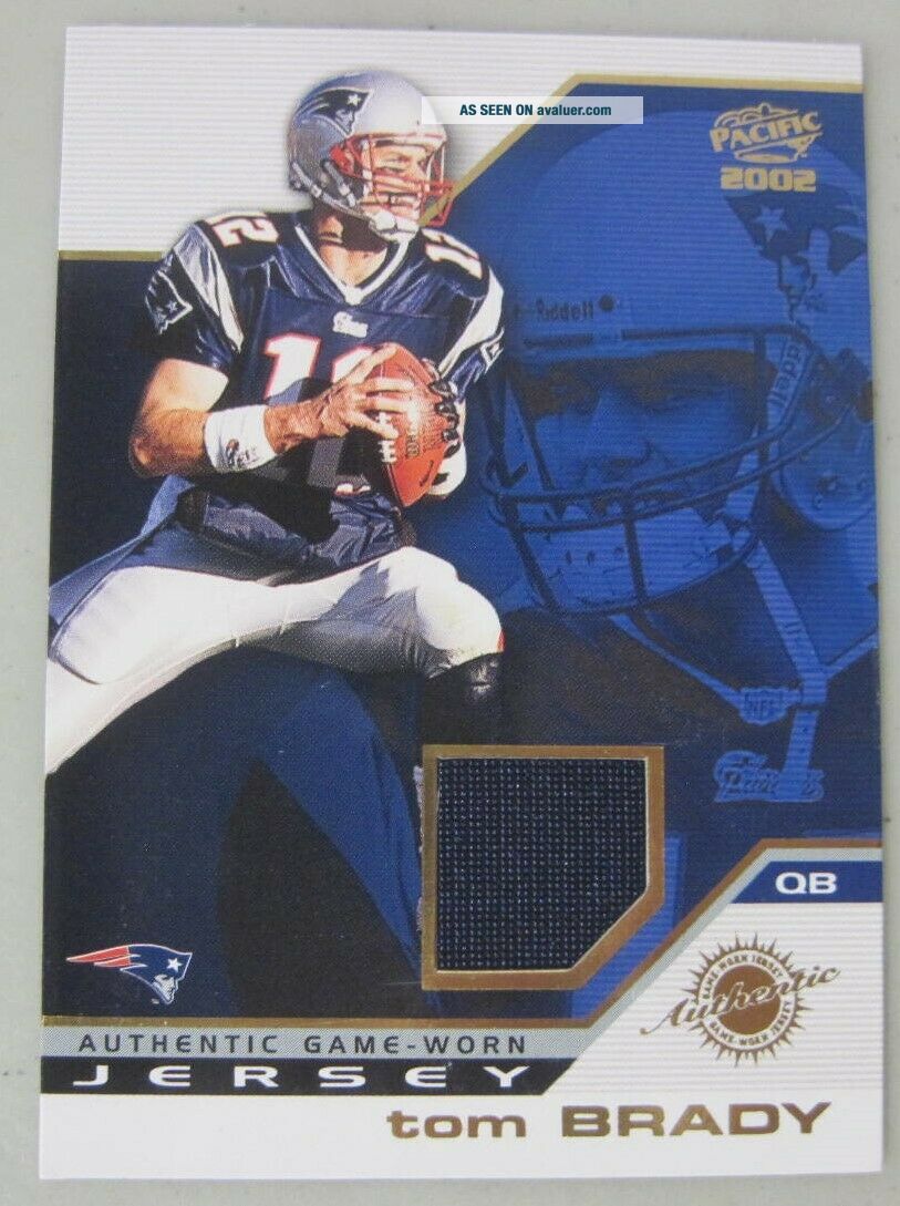 2002 PACIFIC GAME WORN JERSEY FOOTBALL CARD 27 TOM BRADY ENGLAND ...