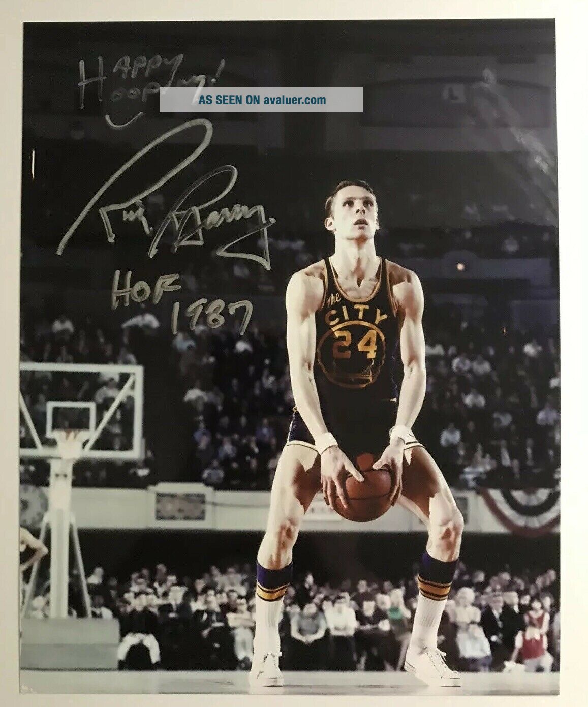 Golden State Warriors Rick Barry Hand Signed Photo NBA Hall Of Fame ...