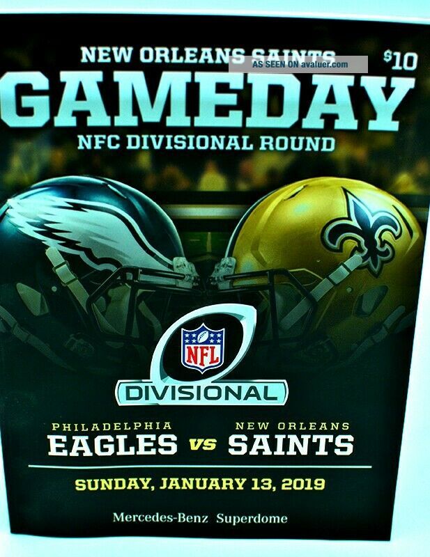 2019 Orleans Saints NFC DIVISIONAL PLAYOFF GAME DAY PROGRAM Vs EAGLES ...