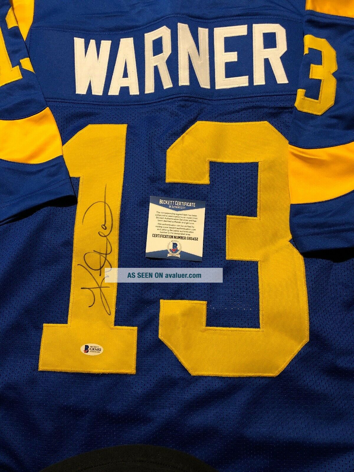Kurt Warner Signed St Louis Rams Jersey Beckett BAS Auto Autograph ...