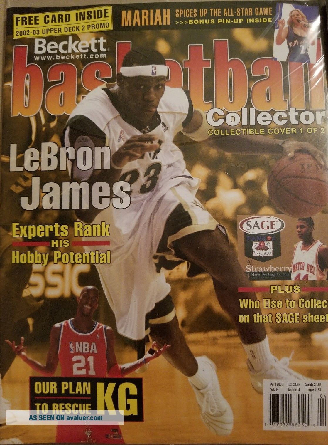 BECKETT BASKETBALL COLLECTOR LEBRON JAMES APRIL 2003 RARE BOTH COVERS ...