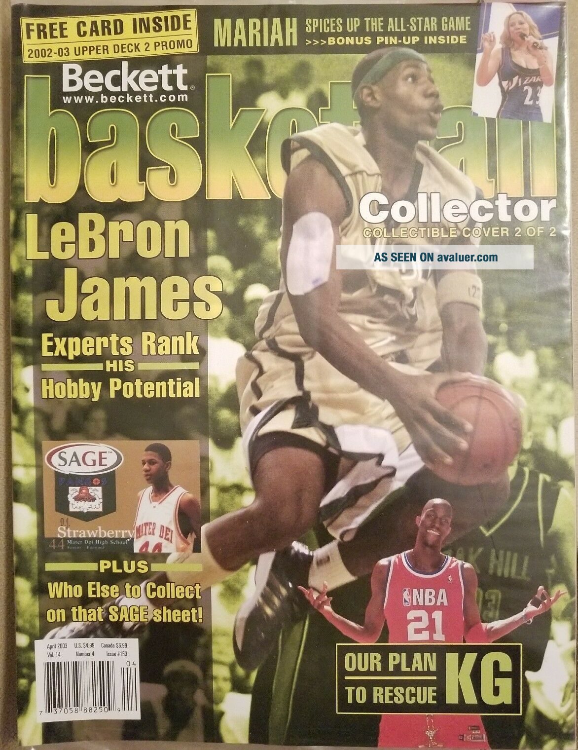 BECKETT BASKETBALL COLLECTOR LEBRON JAMES APRIL 2003 RARE BOTH COVERS ...
