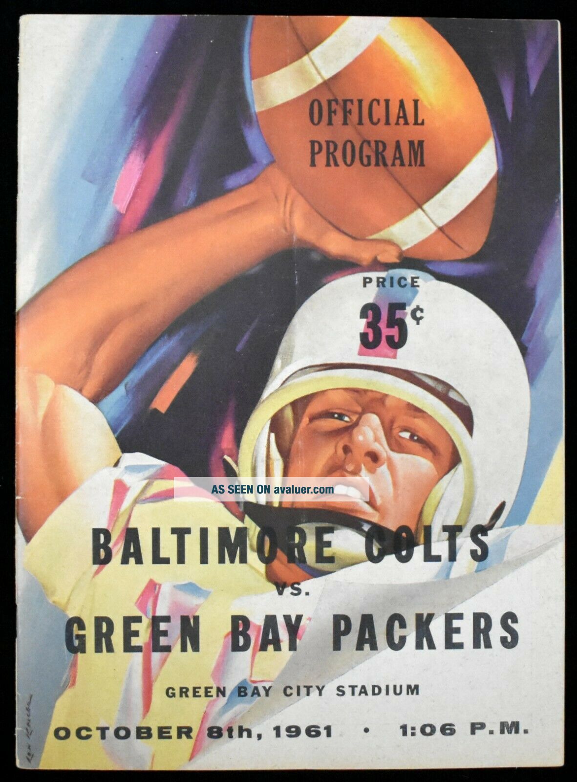 1961 Baltimore Colts V Green Bay Packers NFL Football Game Program ...