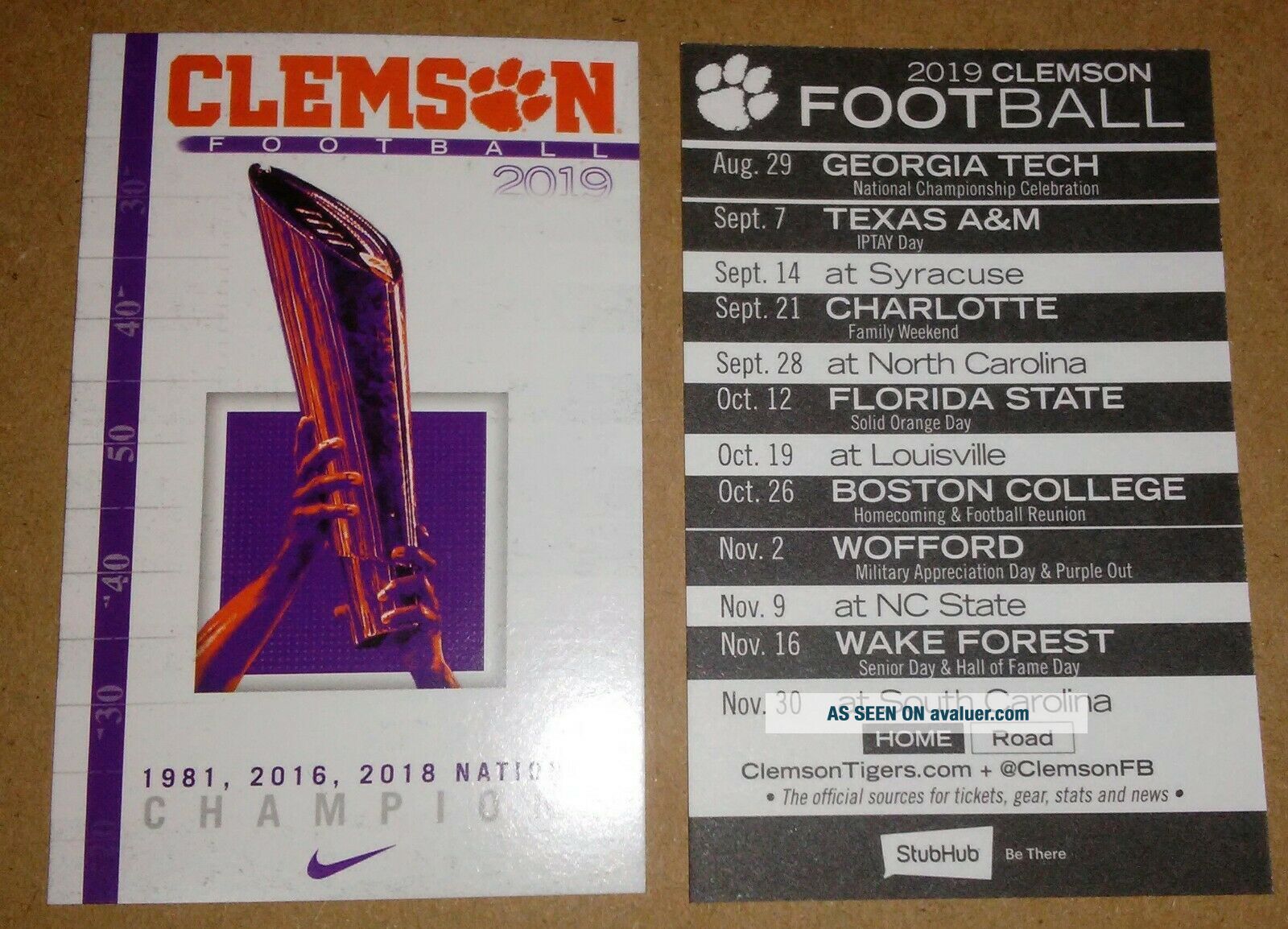2019 Clemson Football Pocket Schedule NCAA ACC 2019 College | #5901134