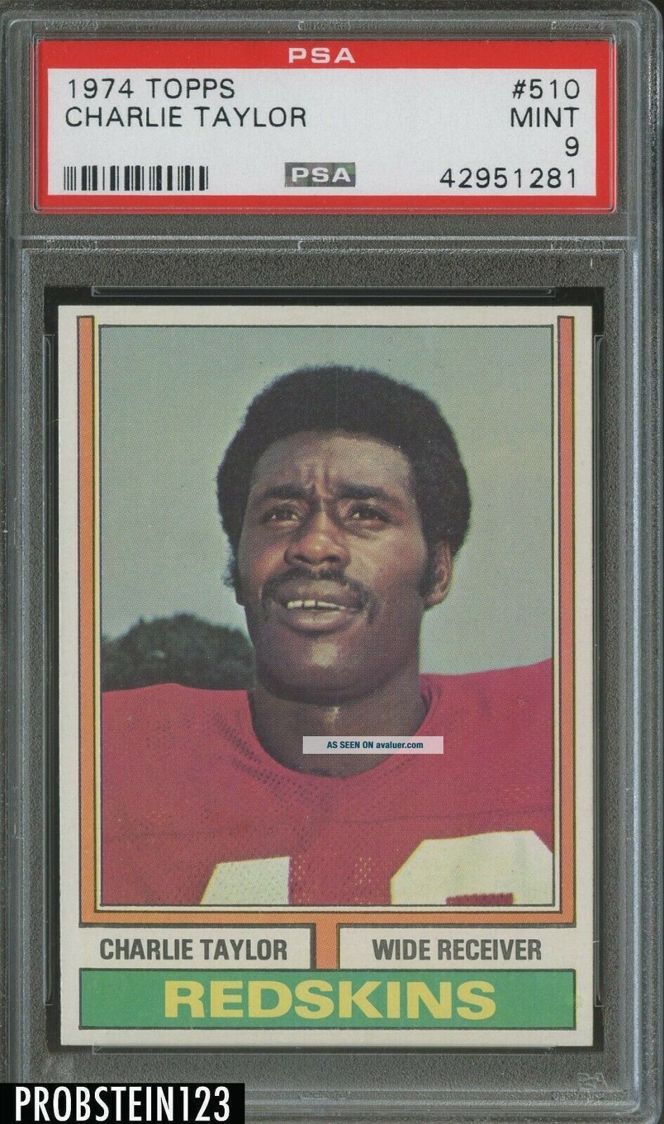 1974 Topps Football 510 Charlie Taylor Redskins HOF PSA 9 " HIGH END ...