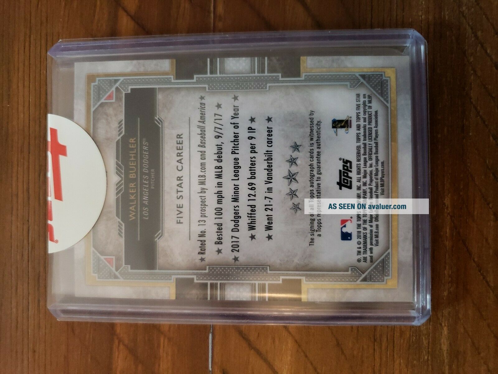 Walker Buehler 2018 Topps Five Star Blue Parallel Rookie Auto 9/25 ...