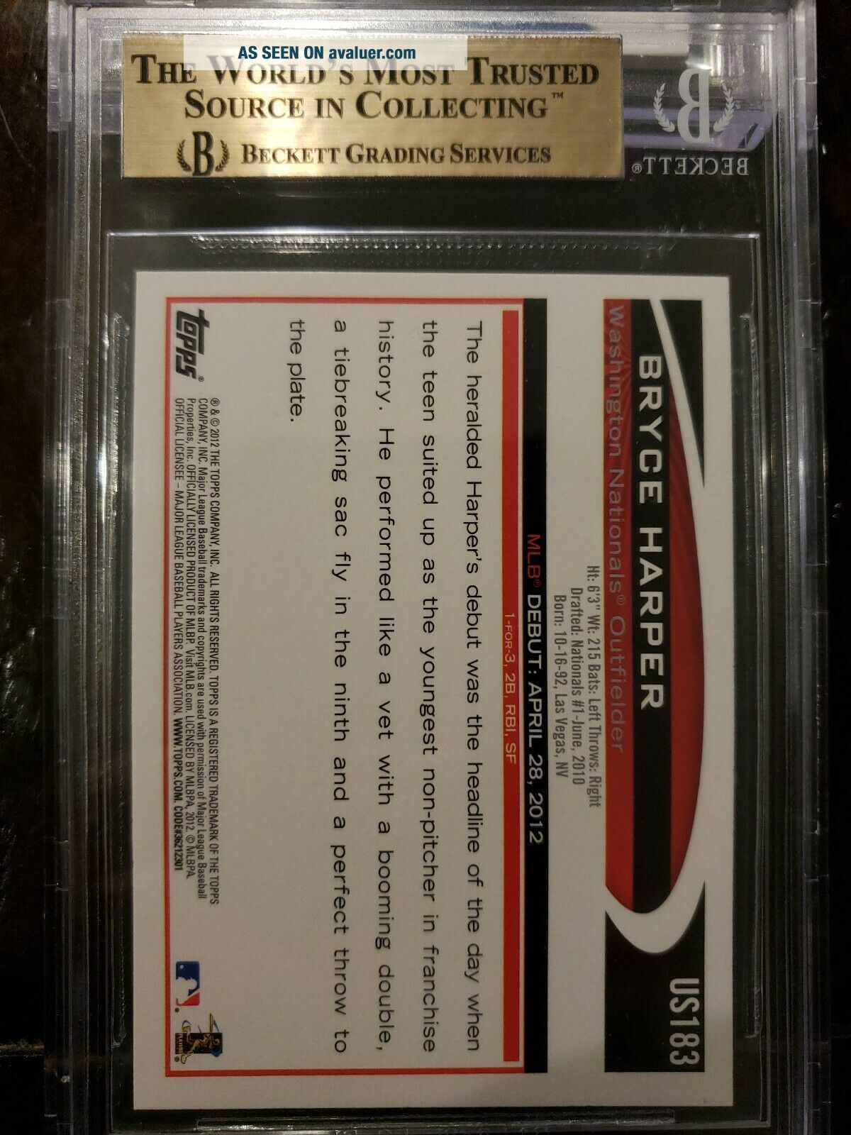 2012 Topps Update US183 Bryce Harper Rookie Card RC Washington ...