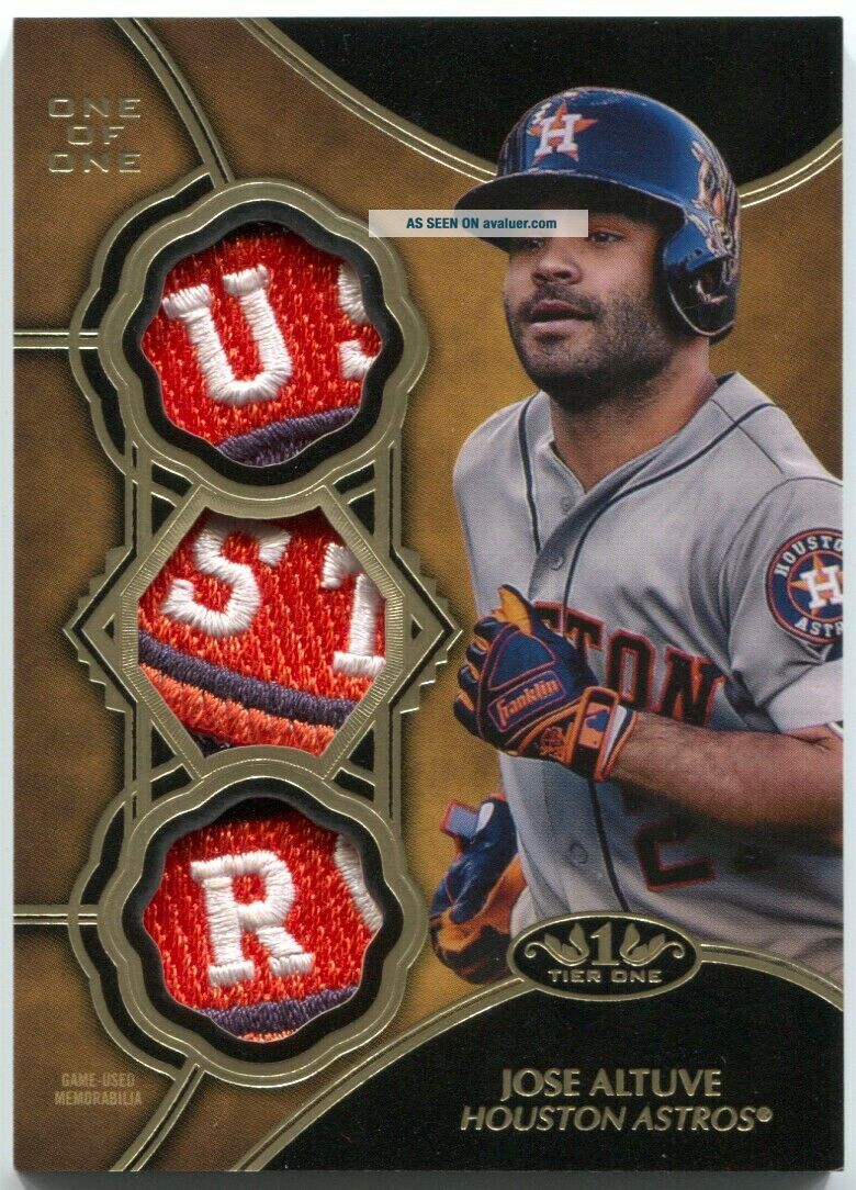 2019 Topps Tier One Jose Altuve Triple Relics 3x Logo Patch 1/1 | #5981547