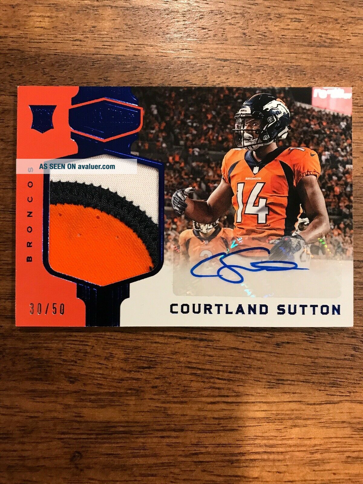 Courtland Sutton 2018 Panini Plates And Patches Blue Parallel 30/50 ...