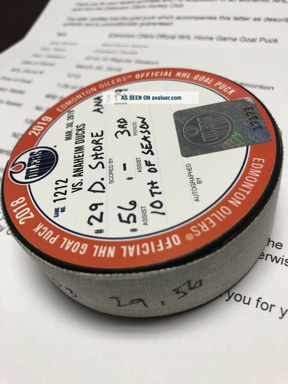 Anaheim Ducks Devin Shore NHL Goal Puck GAME OILERS | #6104325
