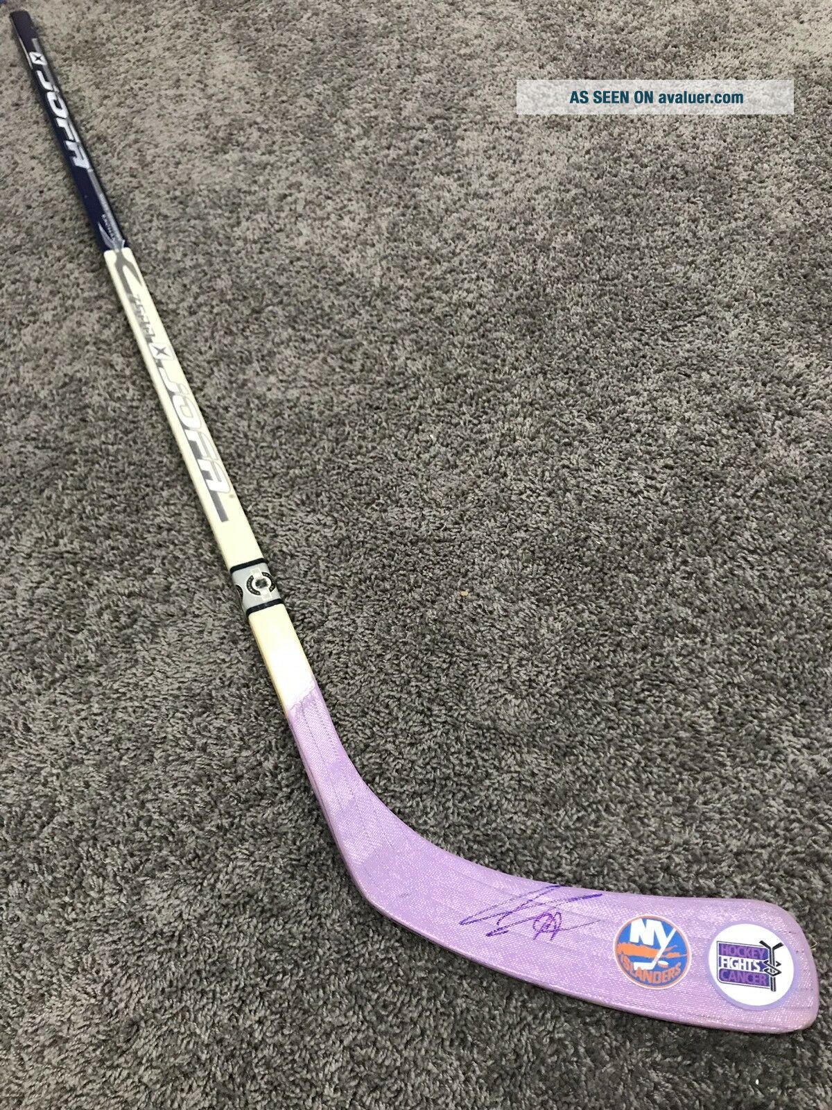 ANDERS LEE York Islanders SIGNED Auto Hockey Fights Cancer Stick W ...