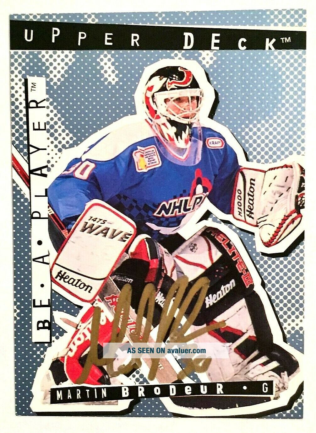 MARTIN BRODEUR 1995 UPPER DECK BE A PLAYER GOLD INK ON CARD AUTO DEVILS ...