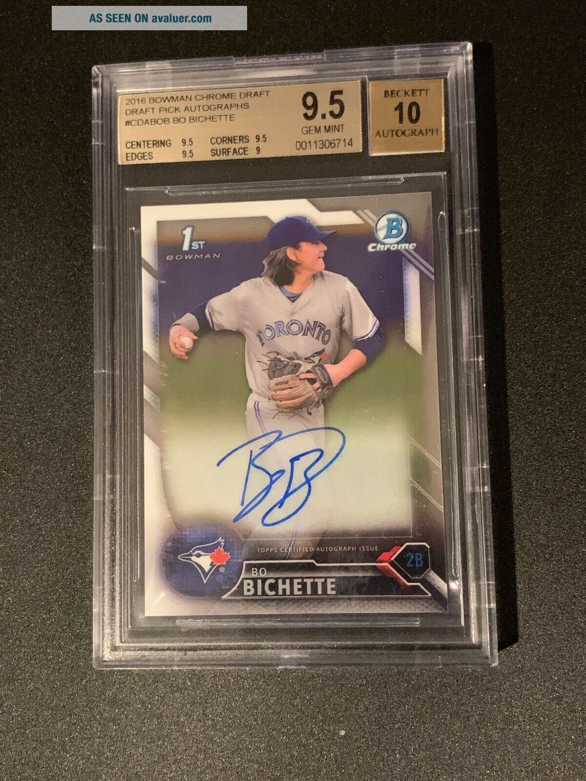 2016 BOWMAN CHROME BO BICHETTE ROOKIE AUTOGRAPH BGS 9. 5/10 BLUE JAYS ...