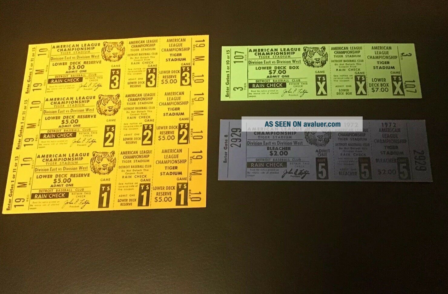 1972 American League Championship Series Tickets Detroit Tigers Tiger ...
