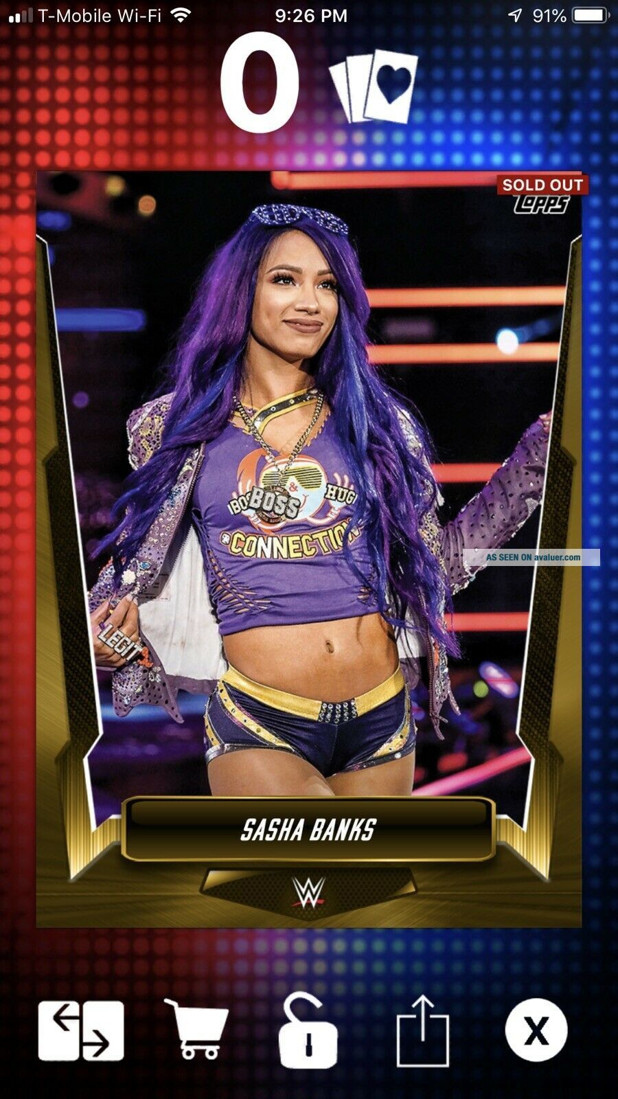Topps WWE Slam 2019 Sasha Gold Rush Base Variant Card 50cc Digital ...