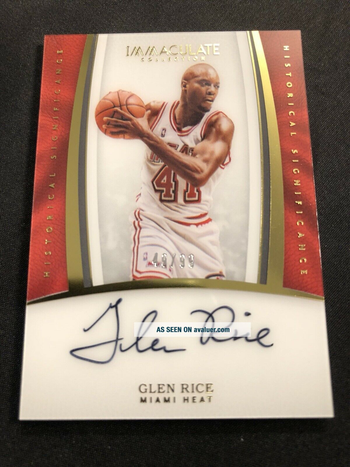 2016 - 17 Panini Immaculate Acetate Autograph GLEN RICE Auto /99 MIAMI ...