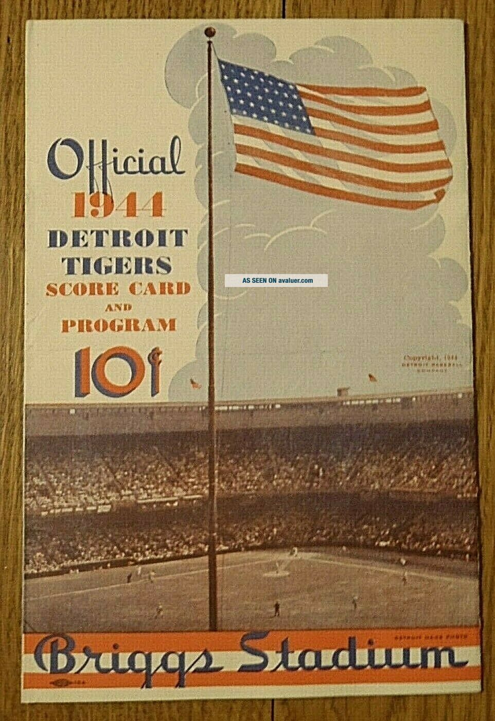 Official 1944 Detroit Tigers Score Card & Program Briggs Stadium ...