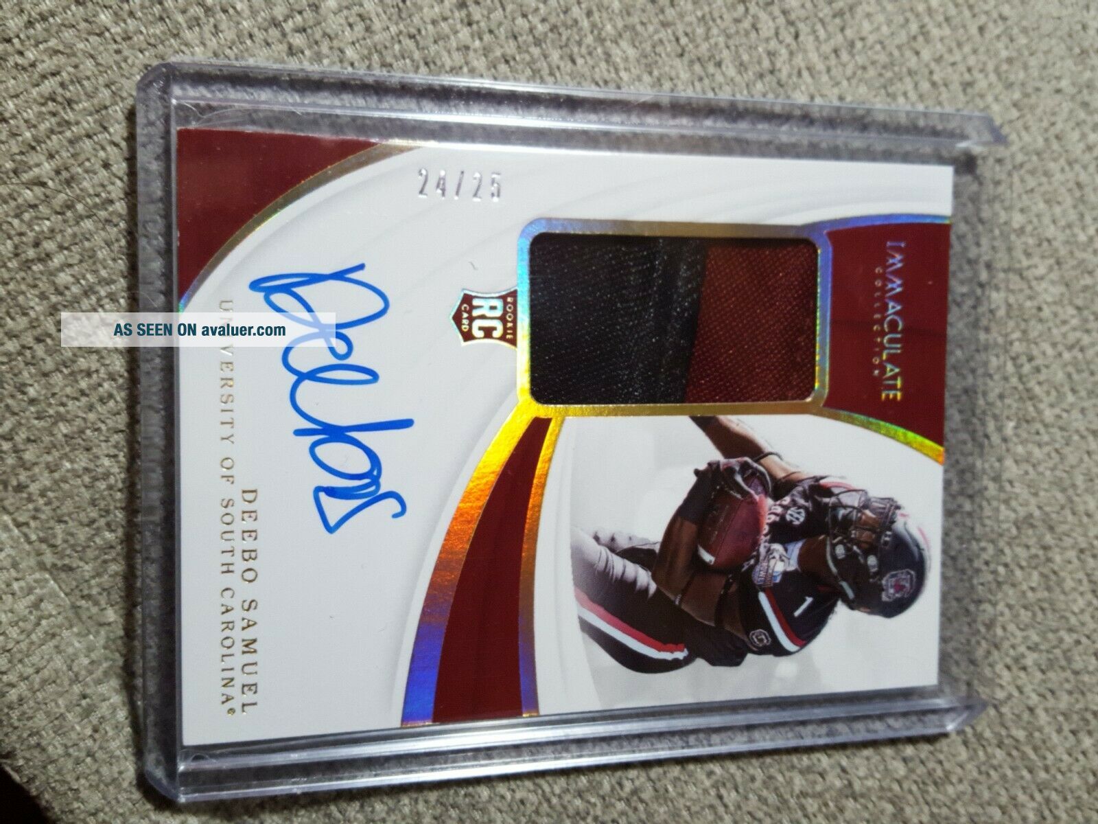 DEEBO SAMUEL 2019 IMMACULATE COLLEGIATE ON CARD AUTO LOGO PATCH /25 ...