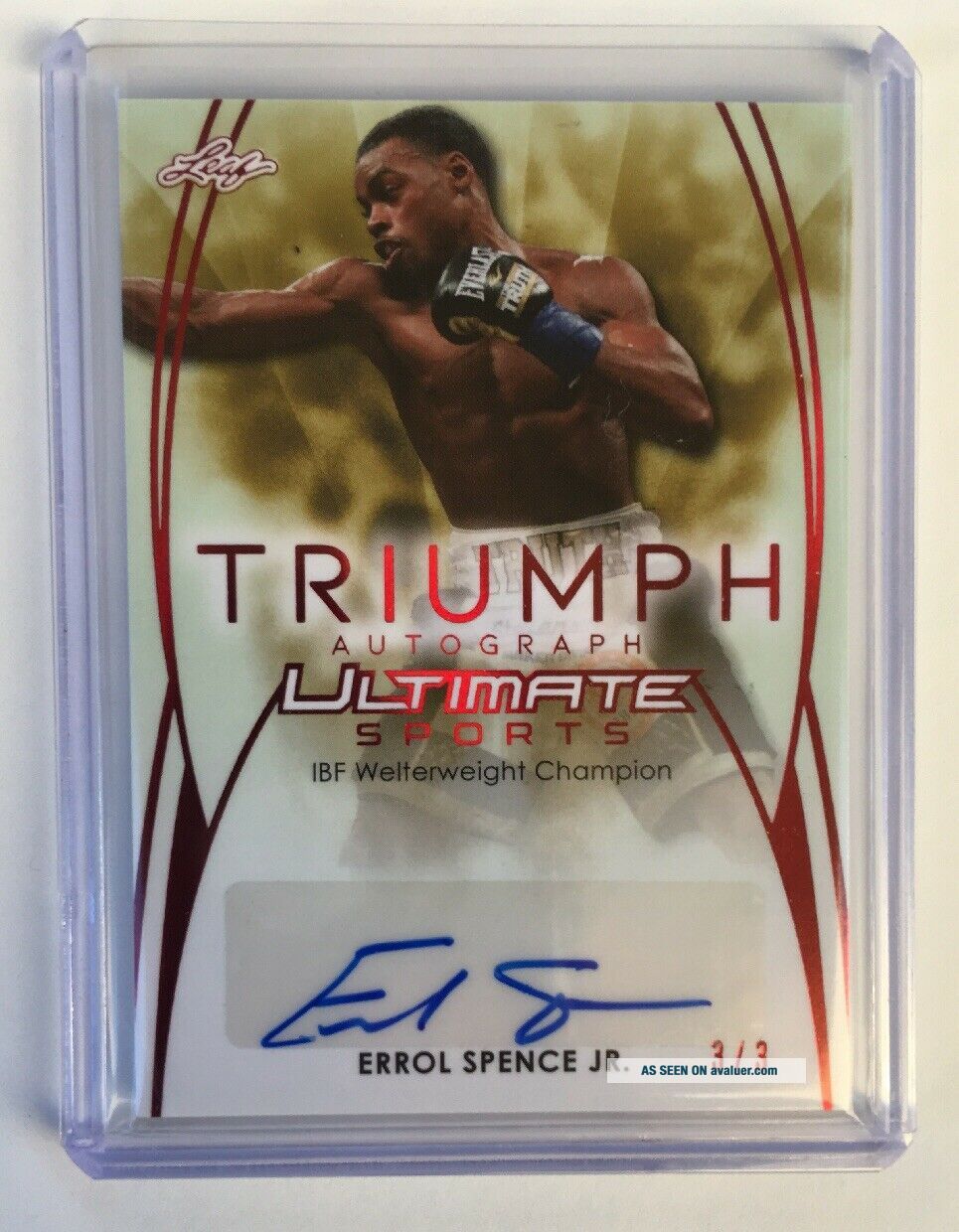 2019 Leaf Ultimate Sports ERROL SPENCE JR Triumph Autograph D 3/3 SSP ...