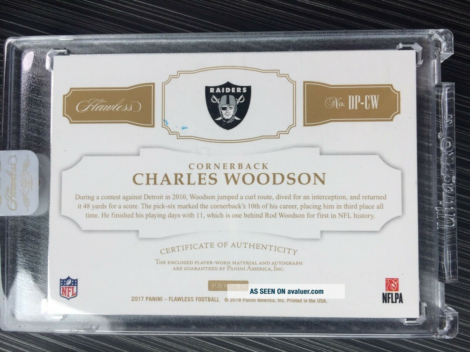 Charles Woodson 2017 Panini Flawless Dual Patch Auto 2/2 On Card ...