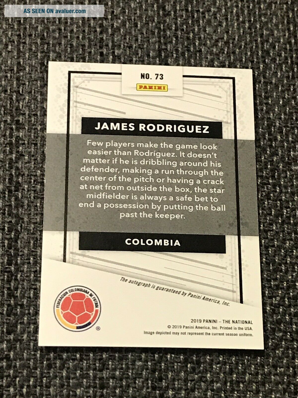 2019 Panini The National James Rodríguez Auto /15 Columbia | #6258653
