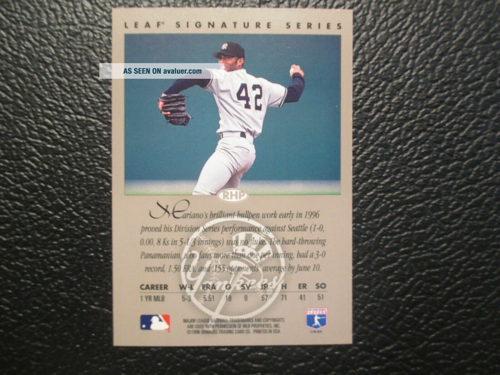 1996 LEAF SIGNATURE SERIES MARIANO RIVERA BRONZE AUTO | #6376719