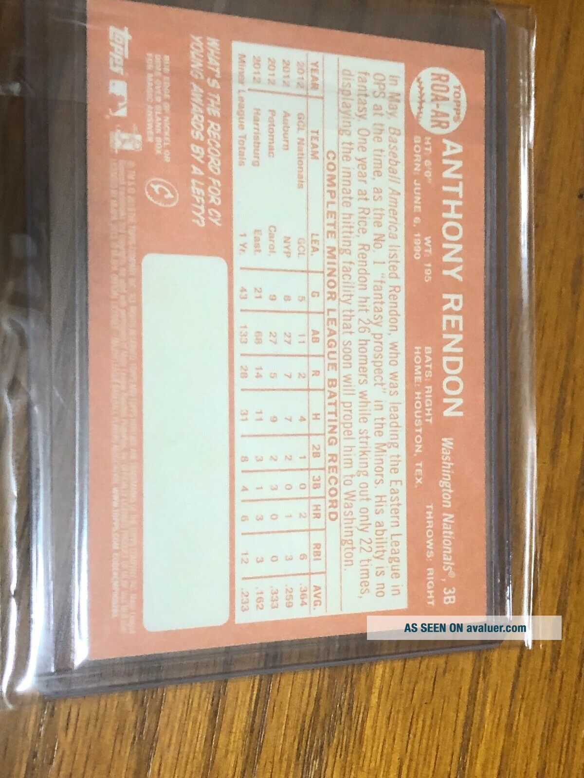 Anthony Rendon 2013 Topps Heritage Real One RC Rookie AUTO Autograph ...