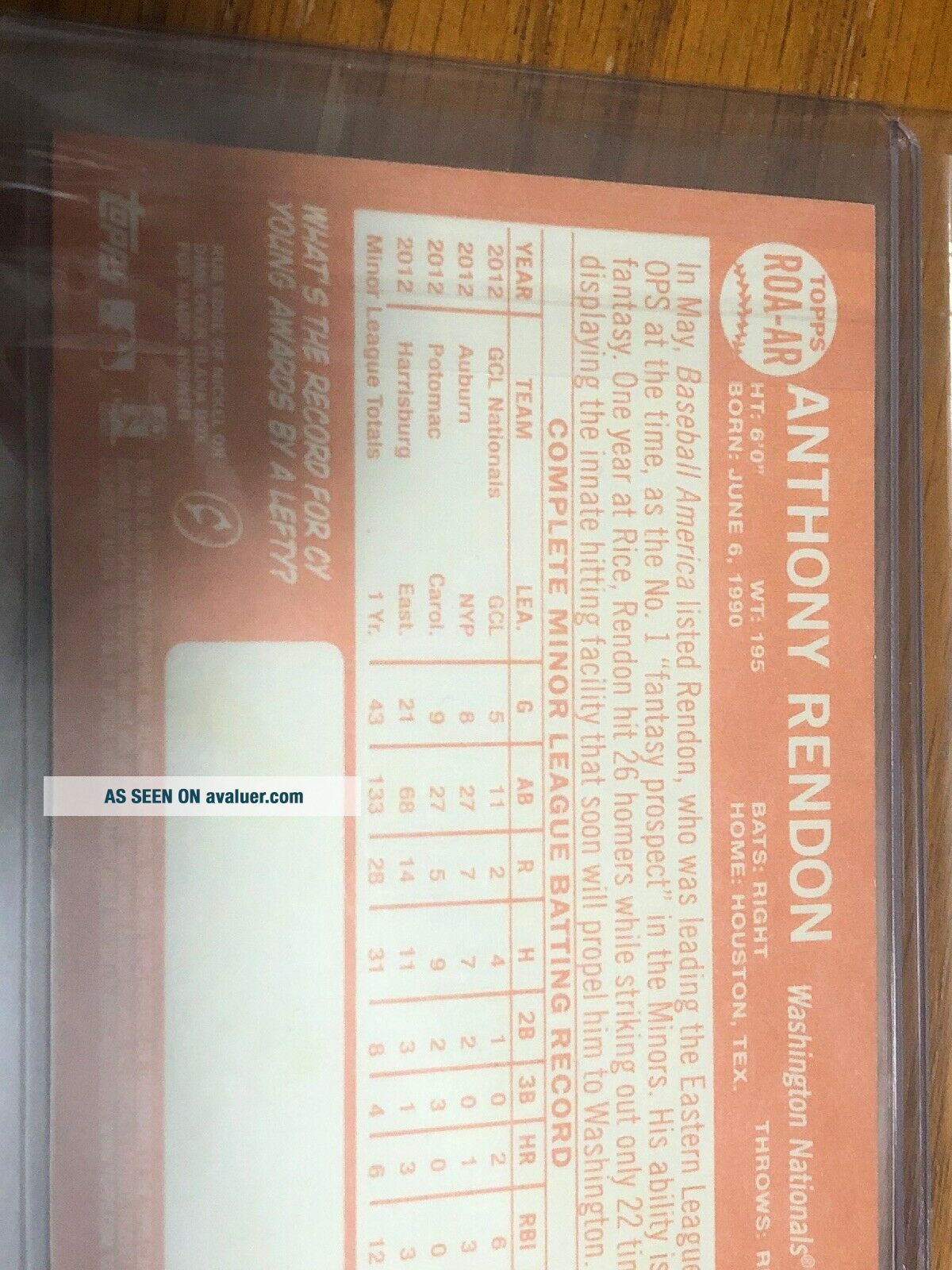 Anthony Rendon 2013 Topps Heritage Real One RC Rookie AUTO Autograph ...
