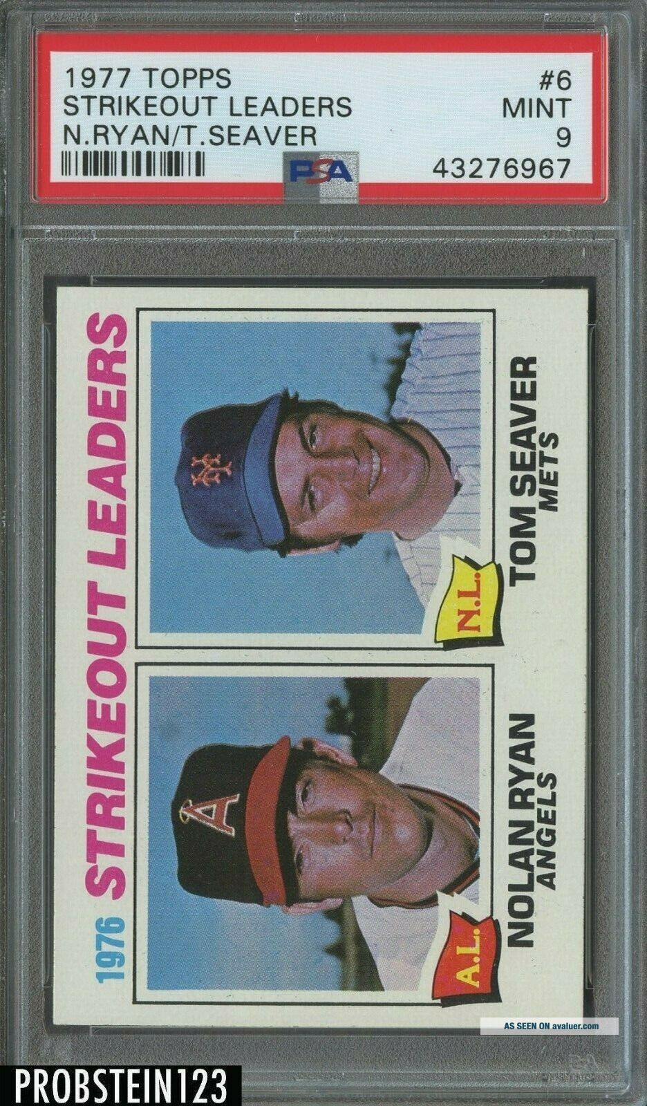 1977 Topps 6 Strikeout Leaders Nolan Ryan Tom Seaver HOF PSA 9 | #6419285