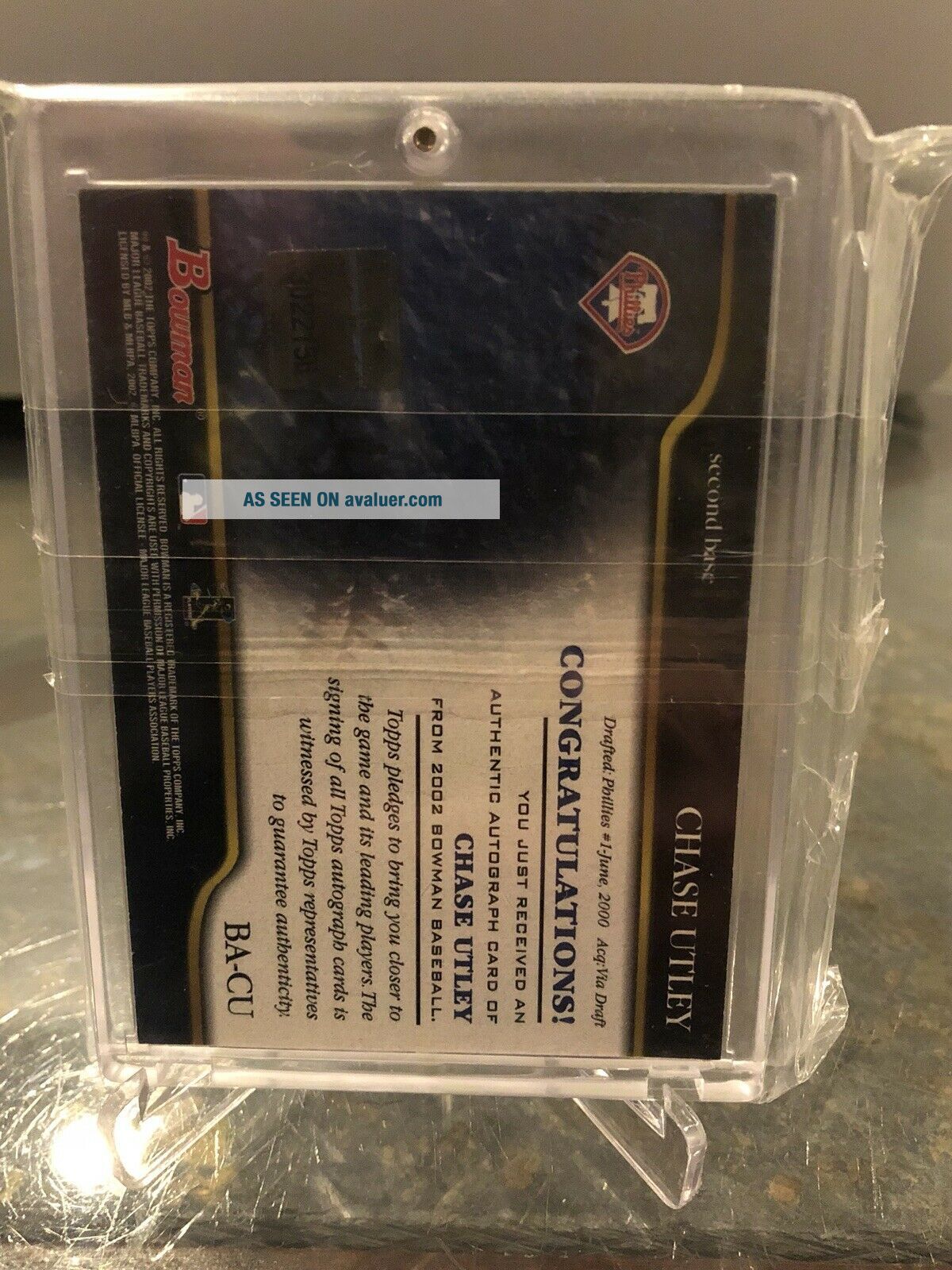 2002 Bowman Certified Autograph Issue Chase Utley Rookie Auto | #6478988