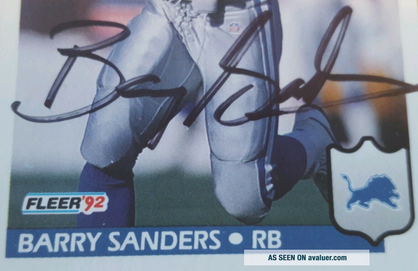 Barry Sanders 1992 Fleer Football Card Autograph Detroit Lions NFL HOF ...