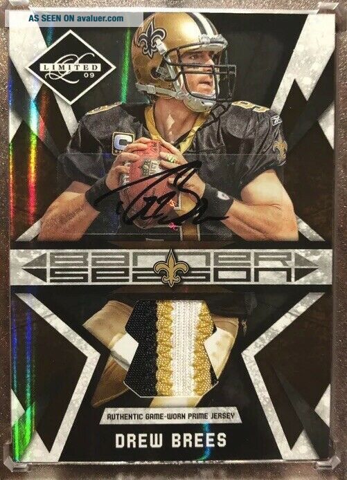 Drew Brees Autograph Game Patch Card Prime 2009 Limited Saints 1/1 Auto ...