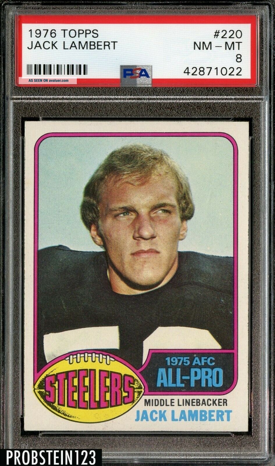1976 Topps Football 220 Jack Lambert RC Rookie HOF Steelers PSA 8 NM ...