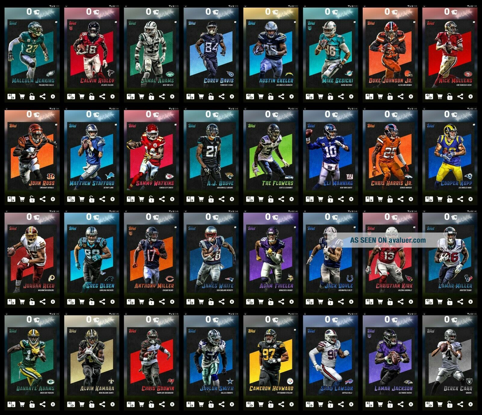 Topps NFL Huddle ' 19 Prime Complete 32 Card Set (digital Cards) | #6562787