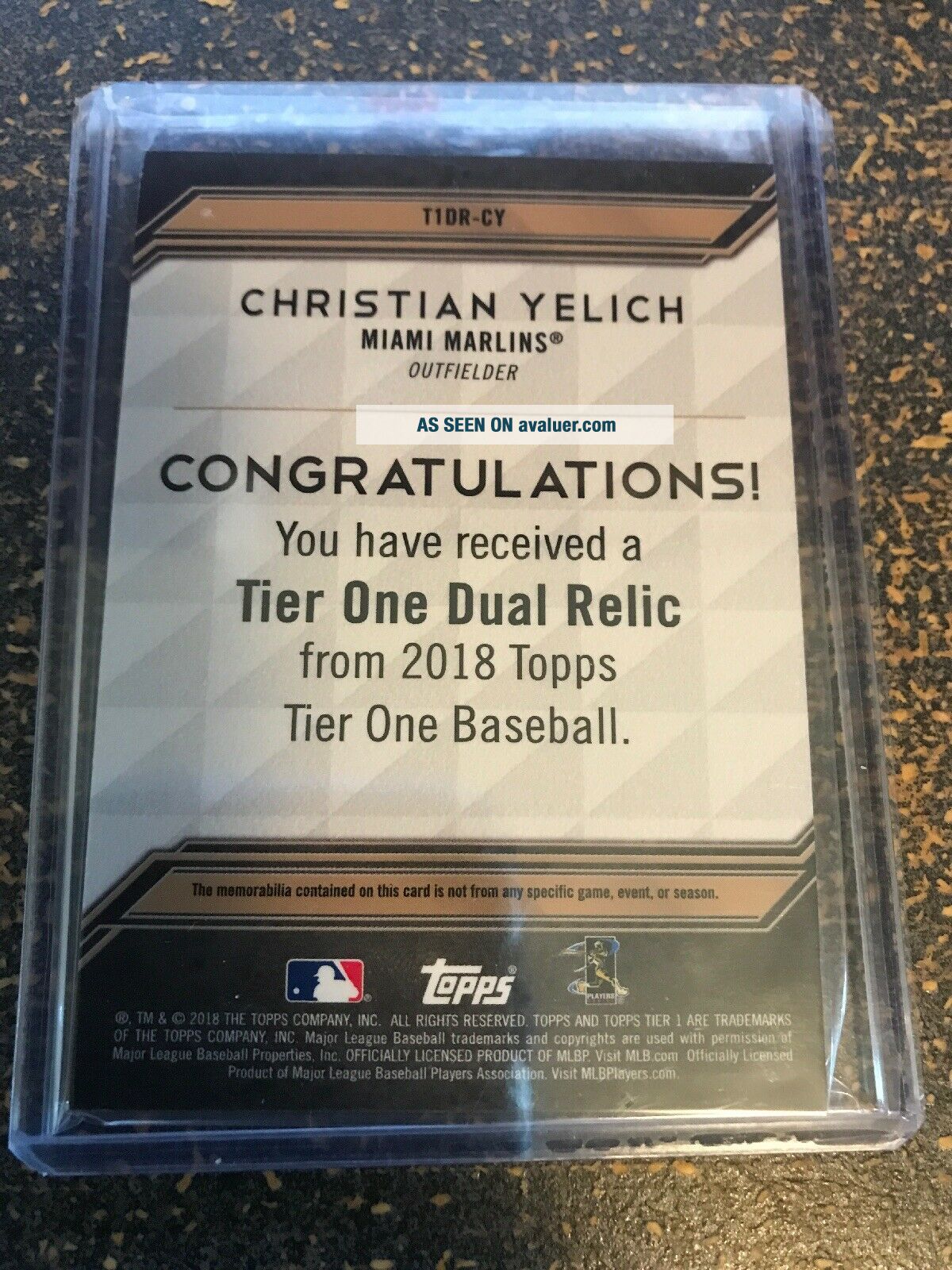2018 Topps Tier One Christian Yelich Dual Relic Patch 22/25 | #6580323