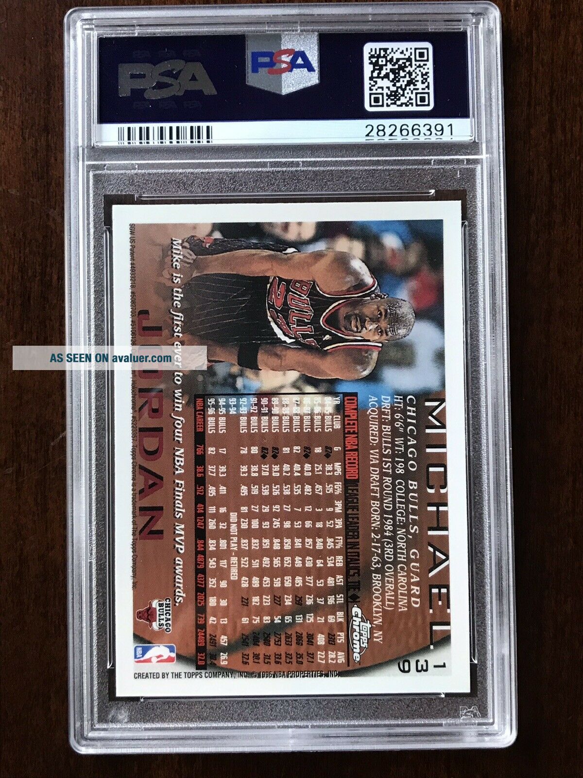 1996 TOPPS CHROME MICHAEL JORDAN PSA 9 139 BULLS PSA CASE | #6640471