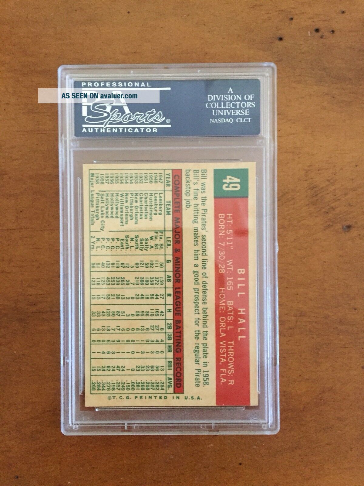 1959 Topps 49 Bill Hall Baseball Card PSA 8 NM - MT | #6640642