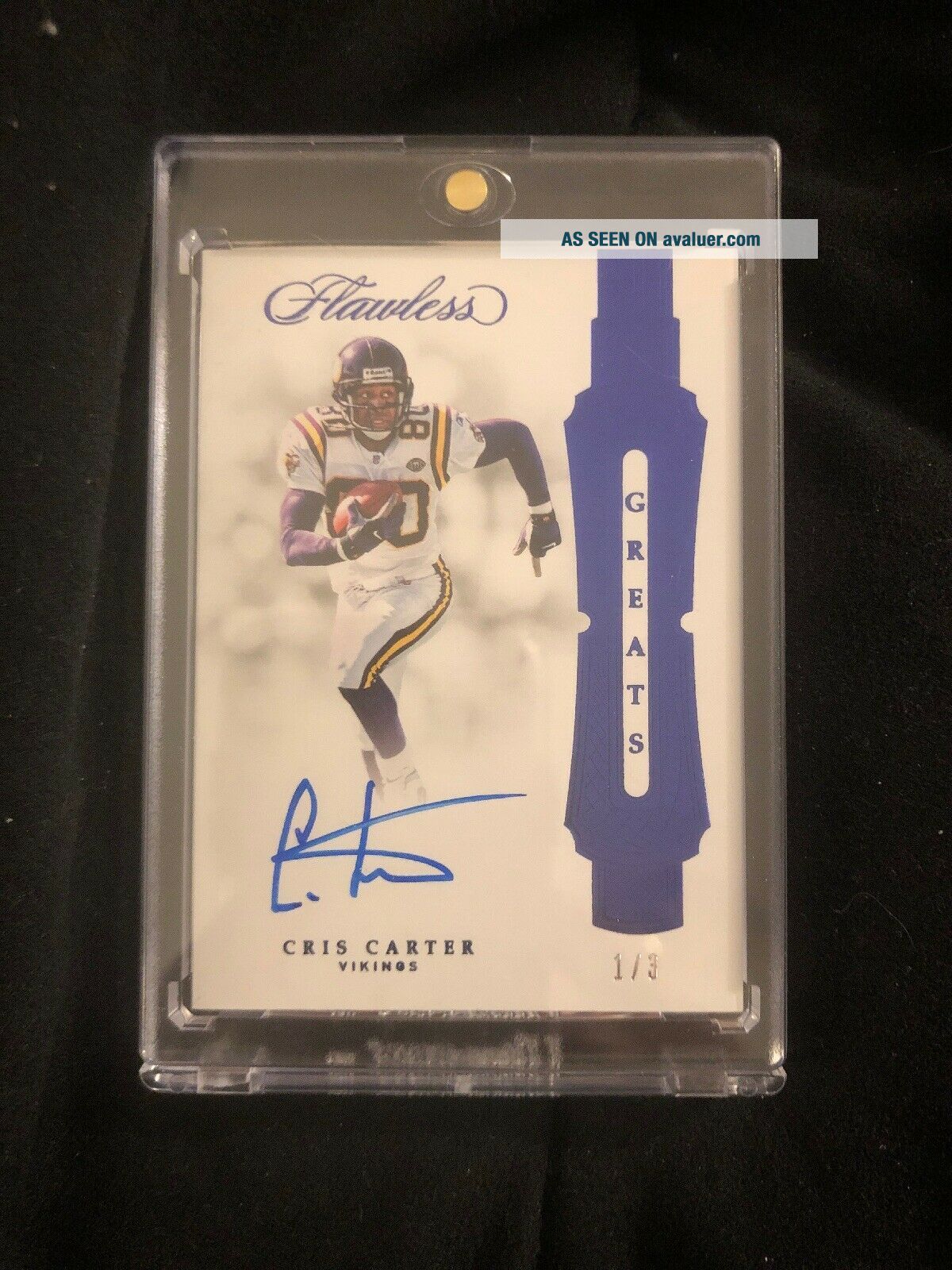 2018 PANINI FLAWLESS CRIS CARTER SAPPHIRE GREATS ON CARD AUTOGRAPH AUTO ...