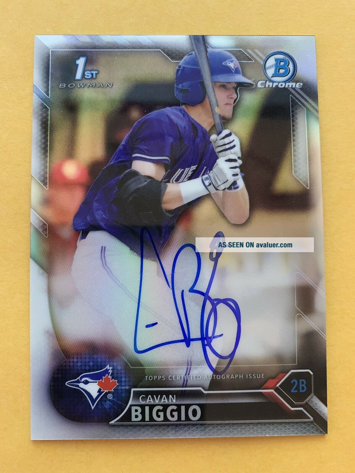 2016 Bowman Chrome Cavan Biggio Refractor Auto Autograph RC /499 - Blue ...